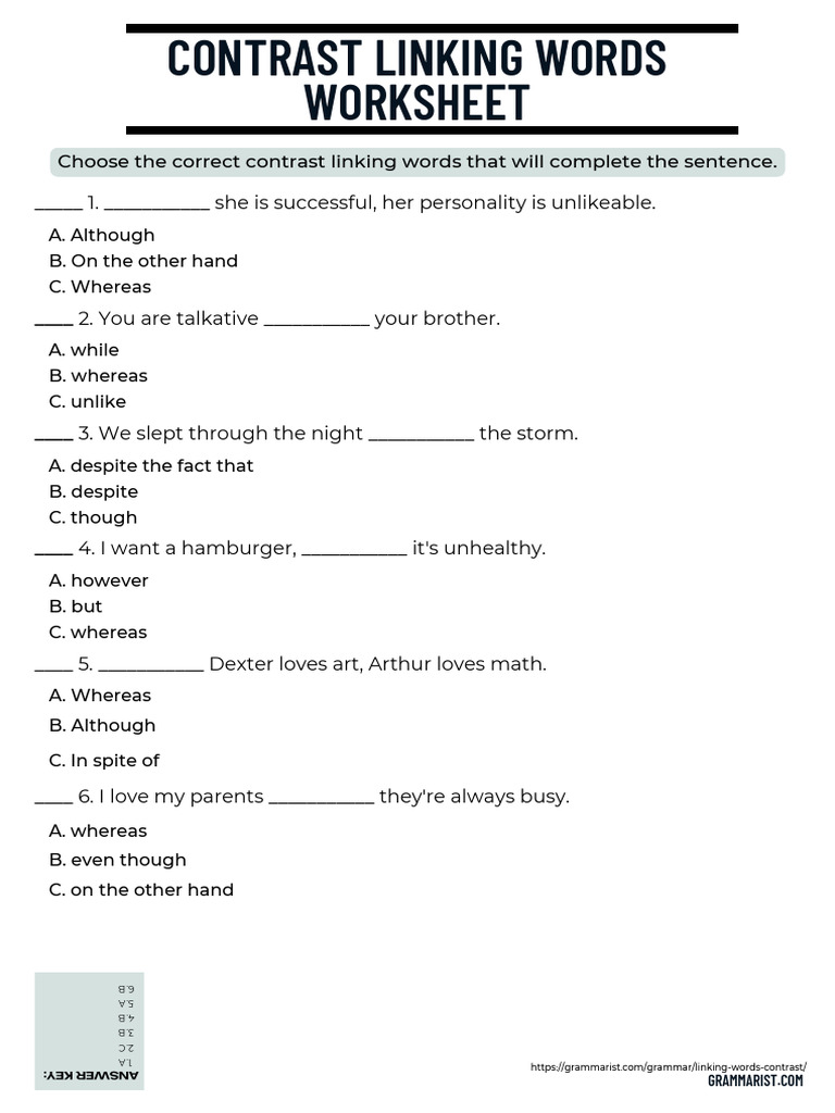 Linking Words Worksheet | PDF