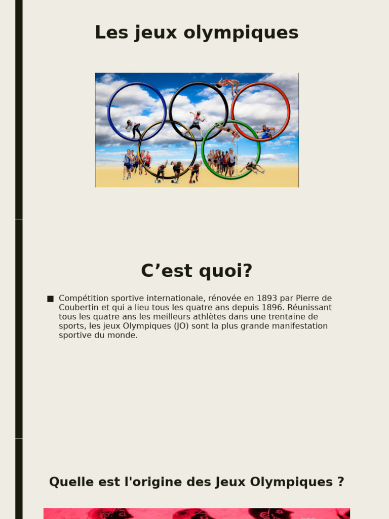 Histoire et enjeux des Jeux Olympiques | PDF | Athlétisme | Jeux olympiques