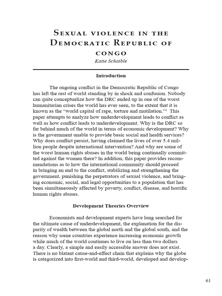 Sexual Violence in the DRC Conflict | PDF | Rape | Democratic Republic ...
