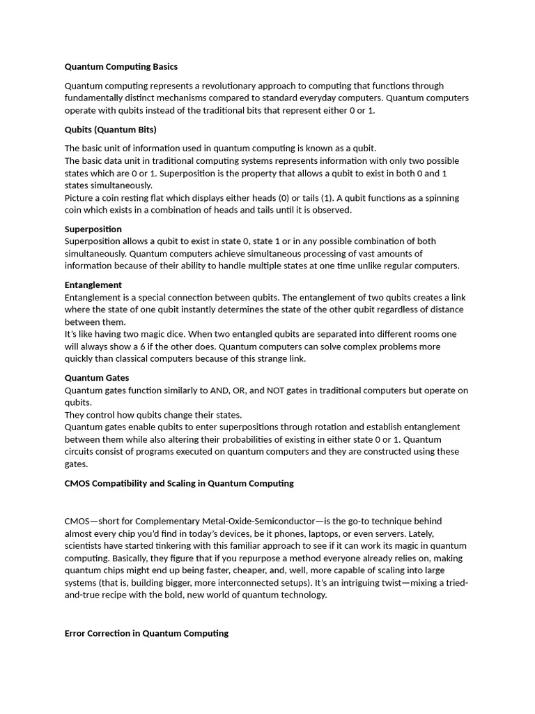 Quantum Computing Basics | PDF | Quantum Computing | Quantum Entanglement