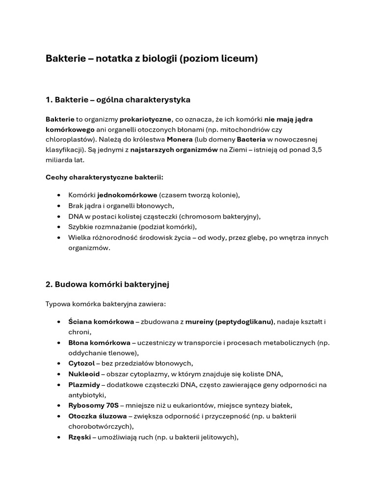 Notkatki Biol Bakterie | PDF