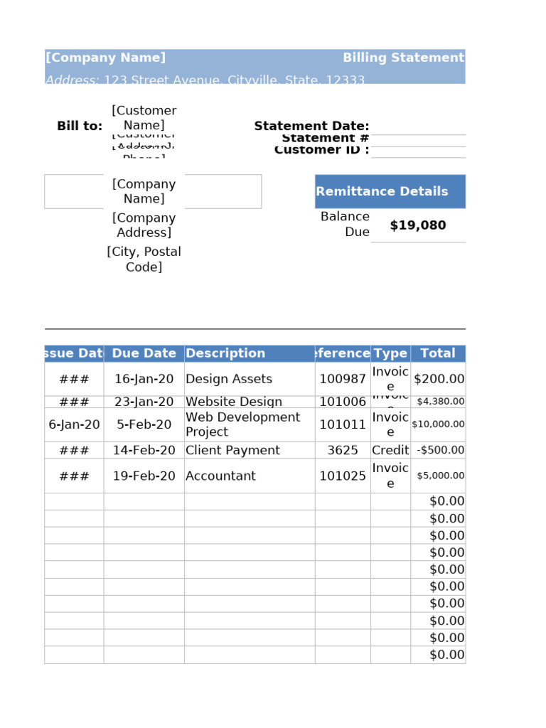 Free Sample Billing Statement | PDF