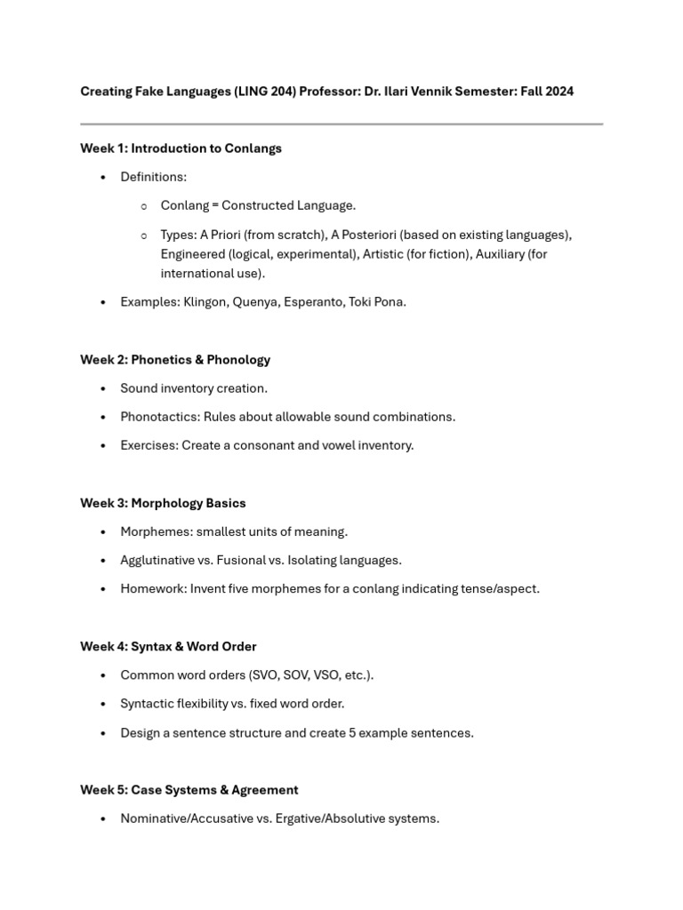 Guide to Creating Constructed Languages | PDF | Word | Morphology ...