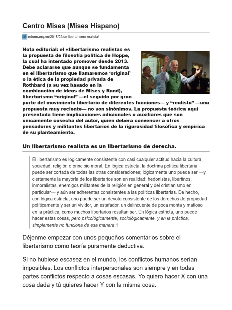 Libertarismo Realista: Filosofía Política de Hoppe | PDF | Libertarismo ...