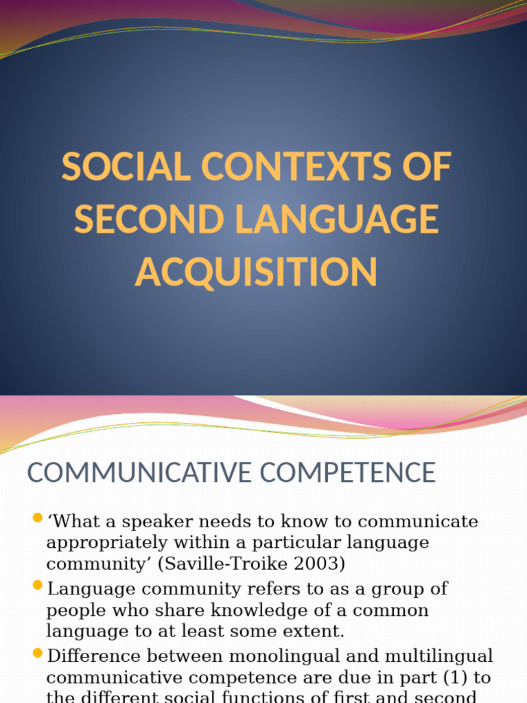 Social Contexts in Second Language Learning | PDF | Second Language ...