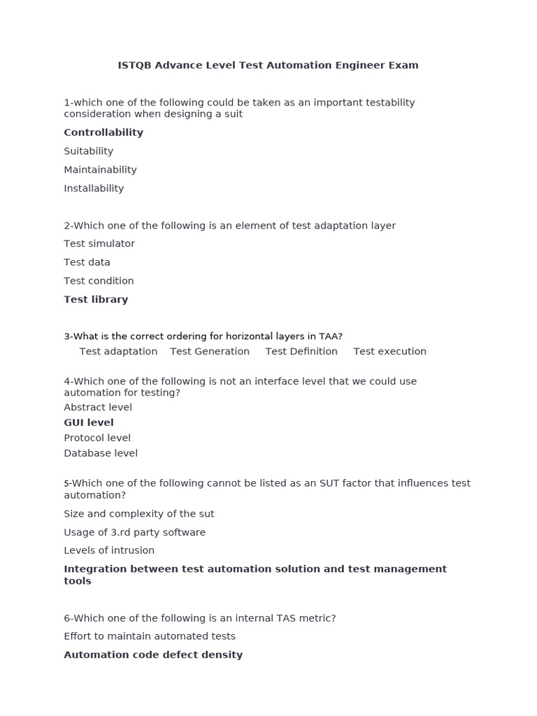 ISTQB Advanced Test Automation Exam Guide | PDF | Information ...