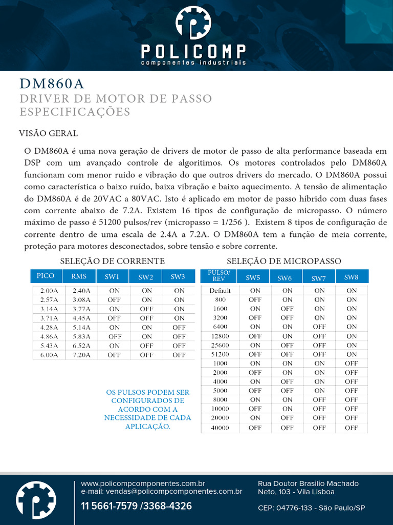 Manual - Step Driver - Dm860a | PDF | Motores | Barulho