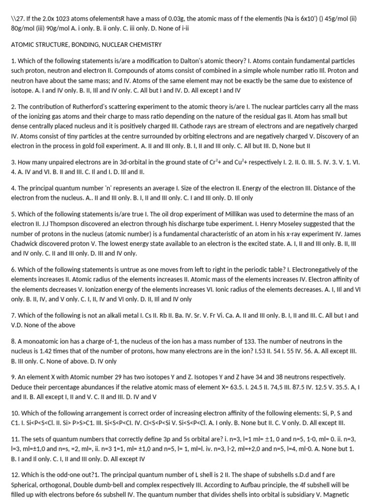 Roman Chemistry Combined | PDF | Atoms | Electron