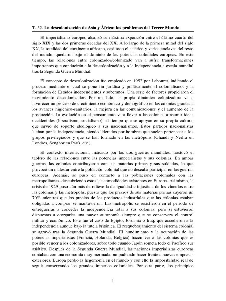 Descolonización de Asia y África | PDF | Colonialismo | Indochina Francesa