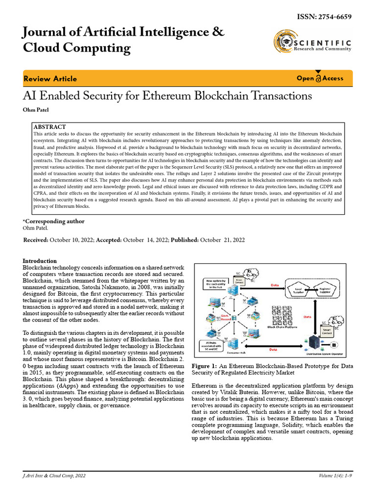 Ai Enabled Security For Ethereum Blockchain Transactions | PDF | Artificial Intelligence ...