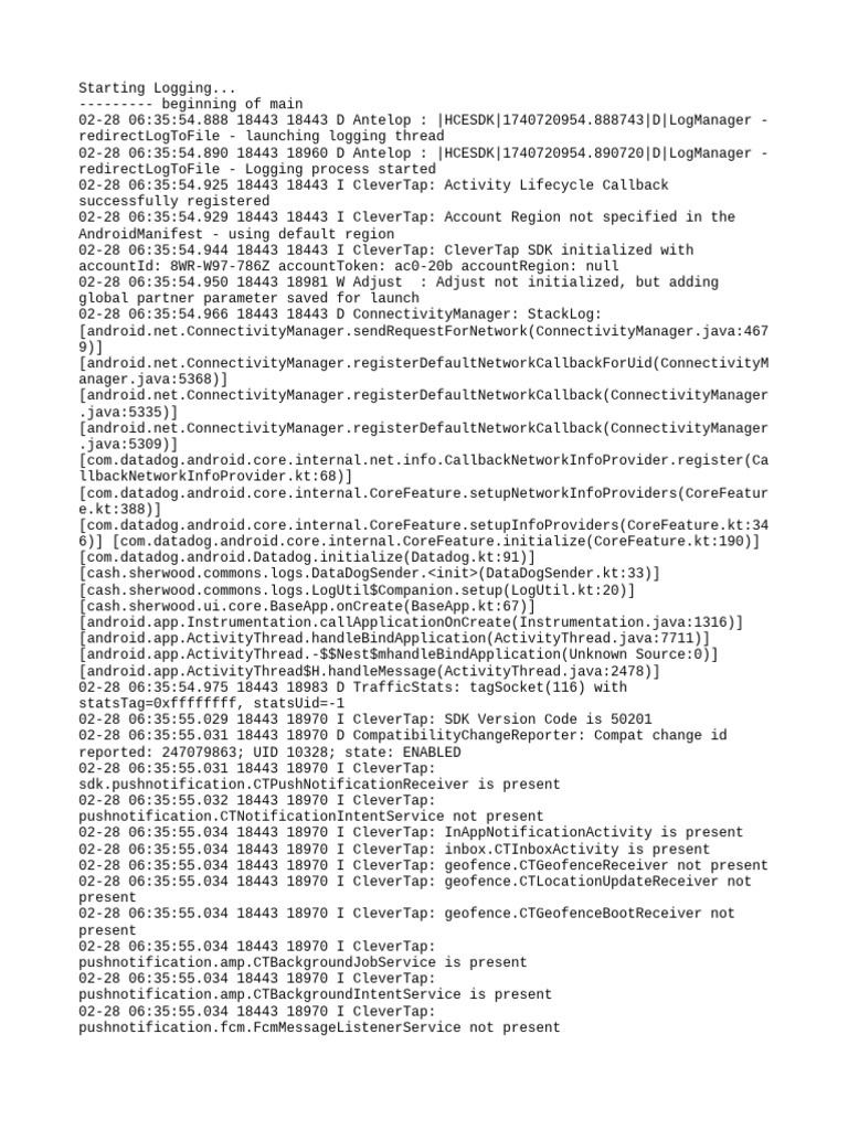 Android Logging and SDK Initialization | PDF | Java (Programming ...