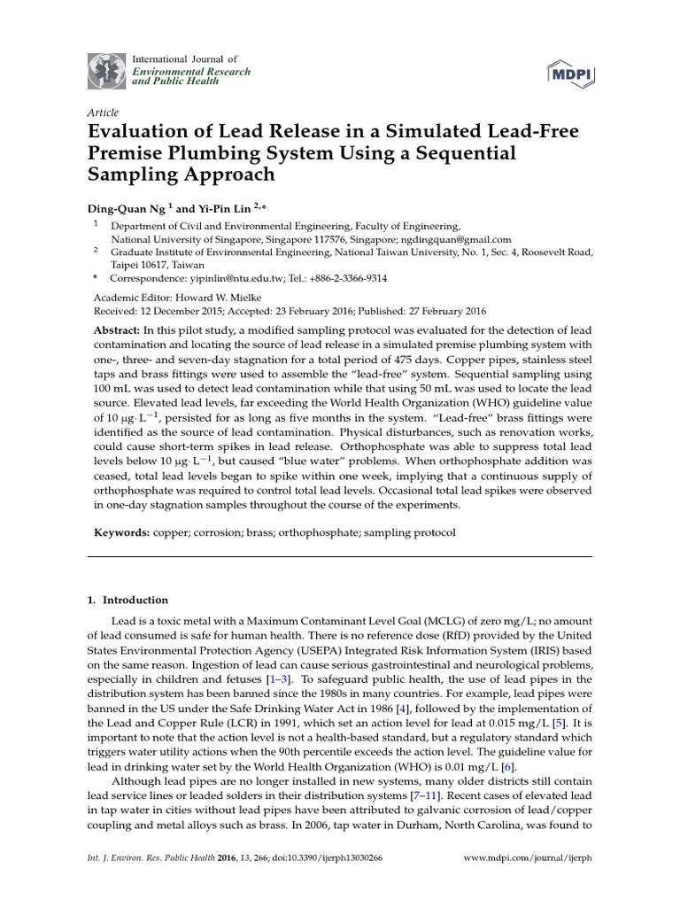 Lead Release in Lead-Free Plumbing Systems | PDF | Lead | Corrosion
