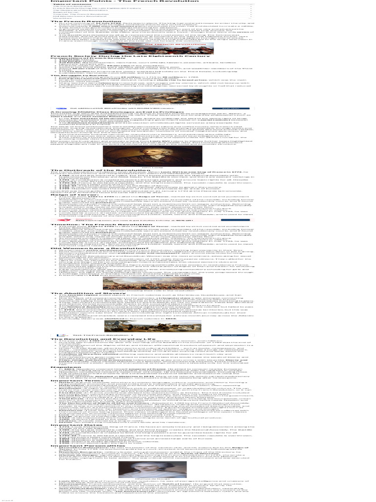 Important Points - The French Revolution - Social Studies (SST) Class 9 ...
