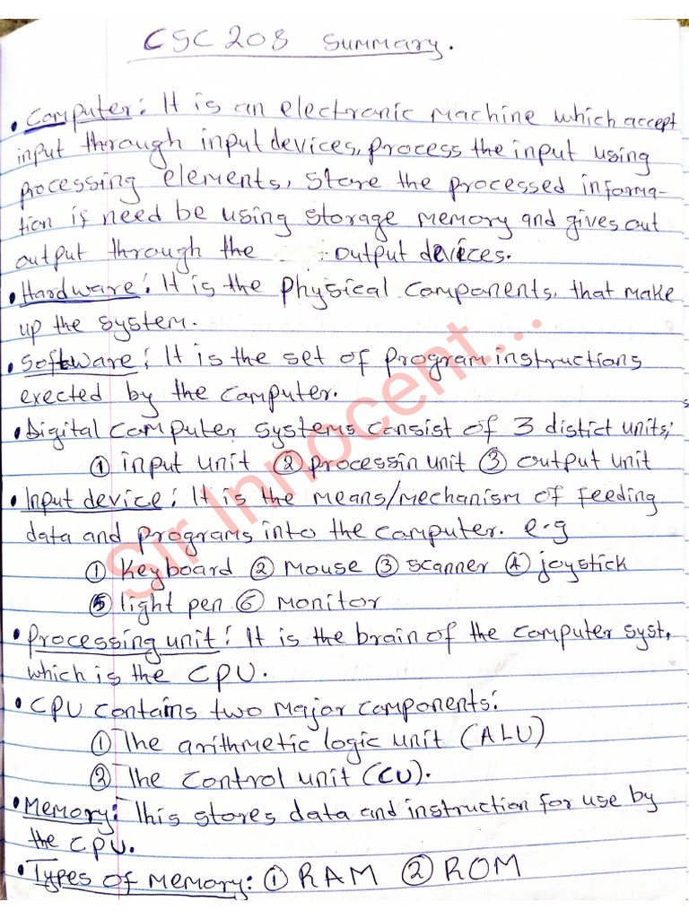 CSC 208 Summary | PDF