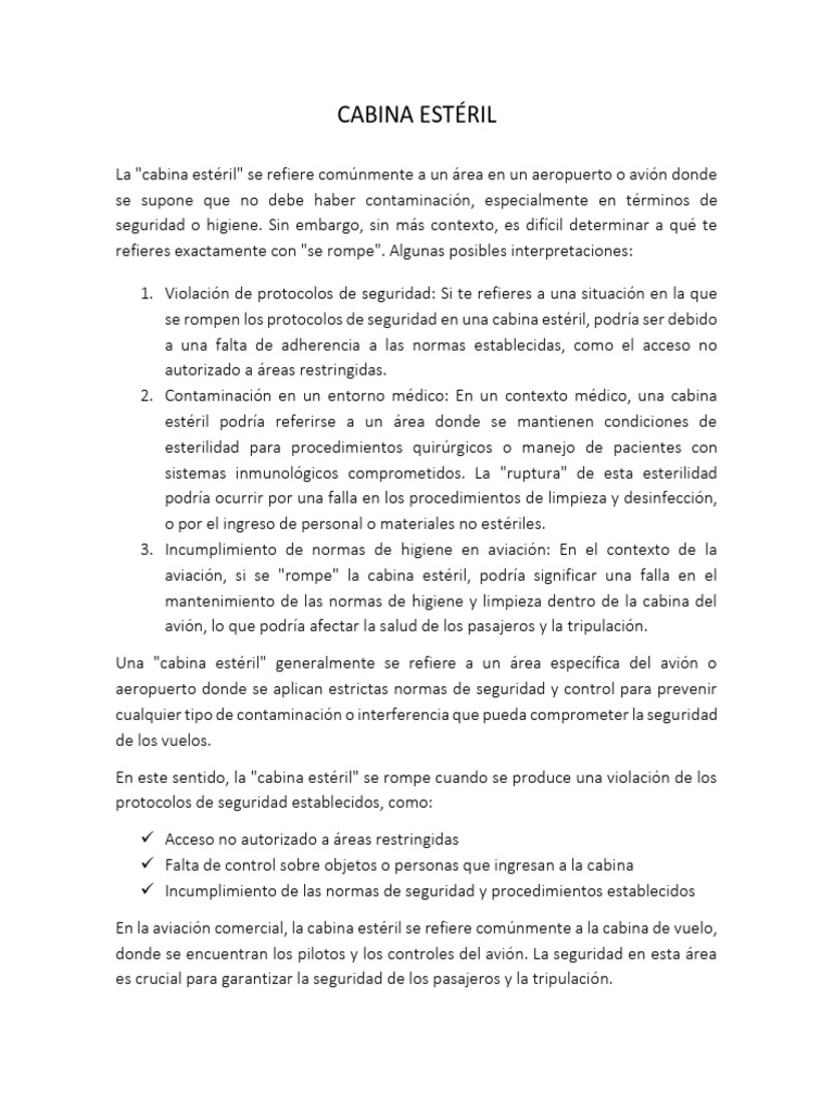 Definición de Cabina Estéril en Aviación | PDF