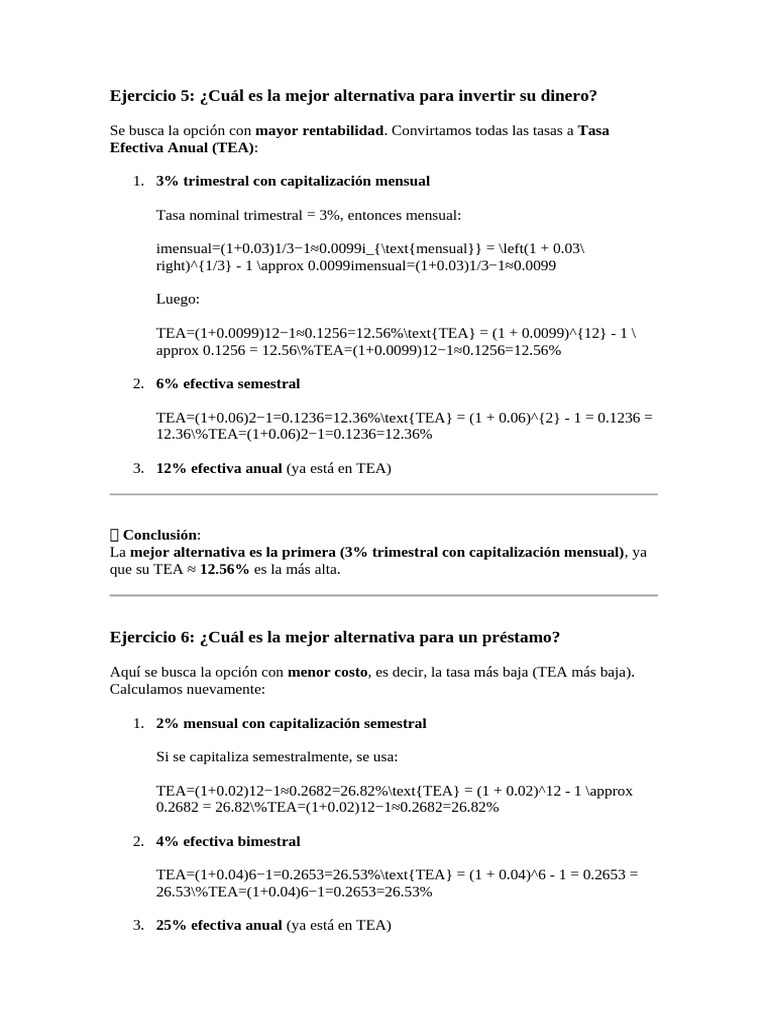 Ejercicio Mat Financiera | PDF