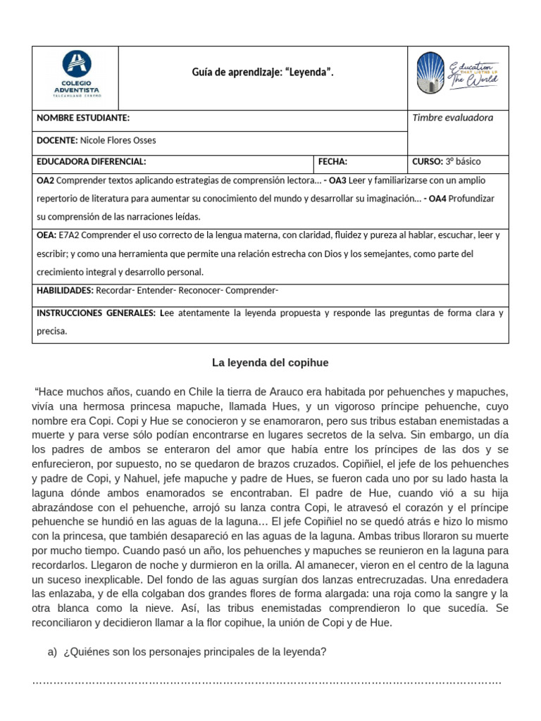 3° Guía Leyenda | PDF