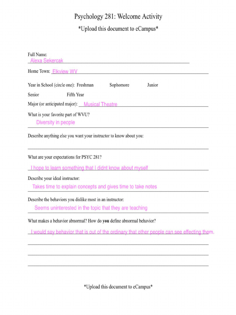 Welcome Activity | PDF