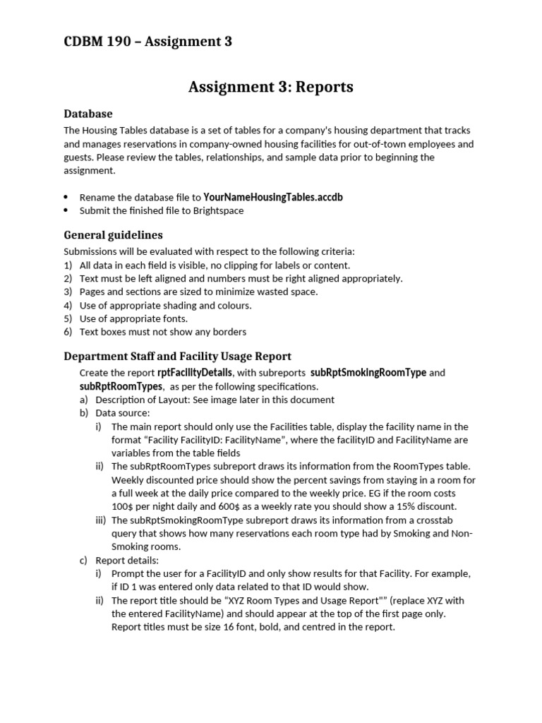 CDBM 190 Assignment 3 Reports B1 | PDF | Databases | Page Layout