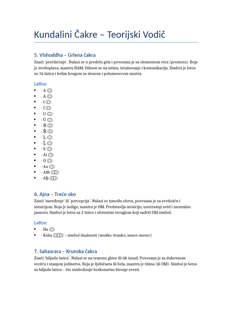 Kundalini_Cakre_Teorijski_Vodic_Complete | PDF