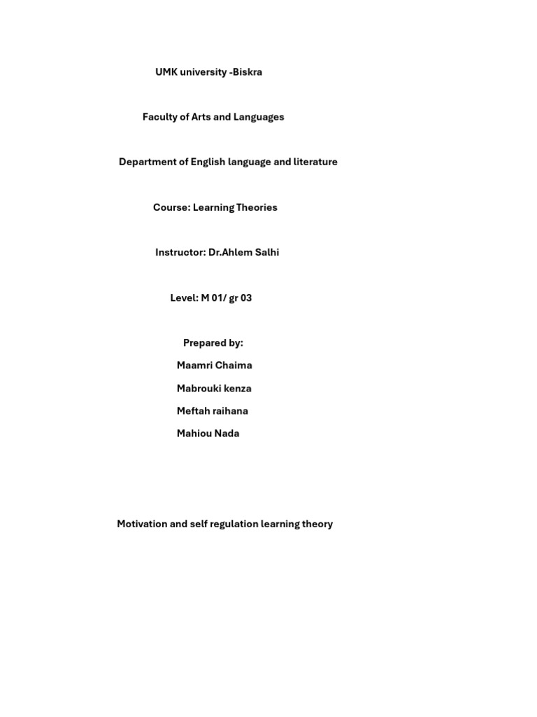 PDF - Motivation and Self Regulation | PDF | Motivational | Motivation