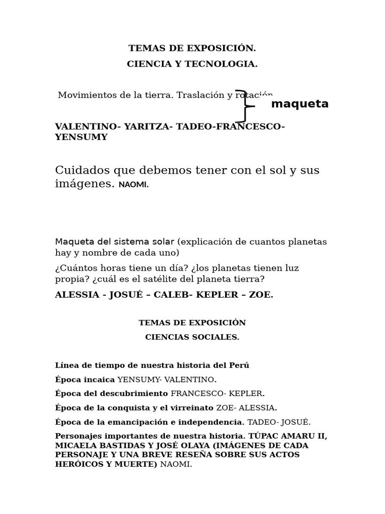 Temas de Exposición | PDF