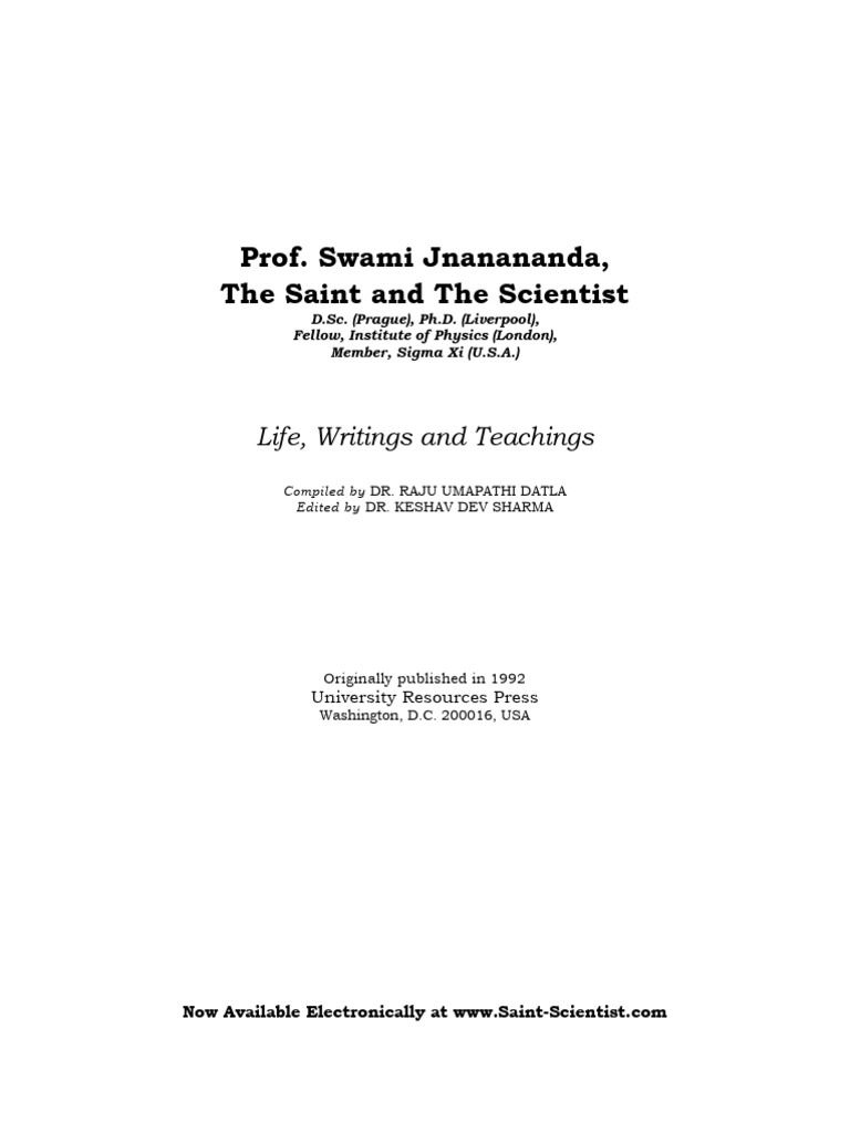 Swami Jnanananda: Life and Teachings | PDF | Excited State | Atoms