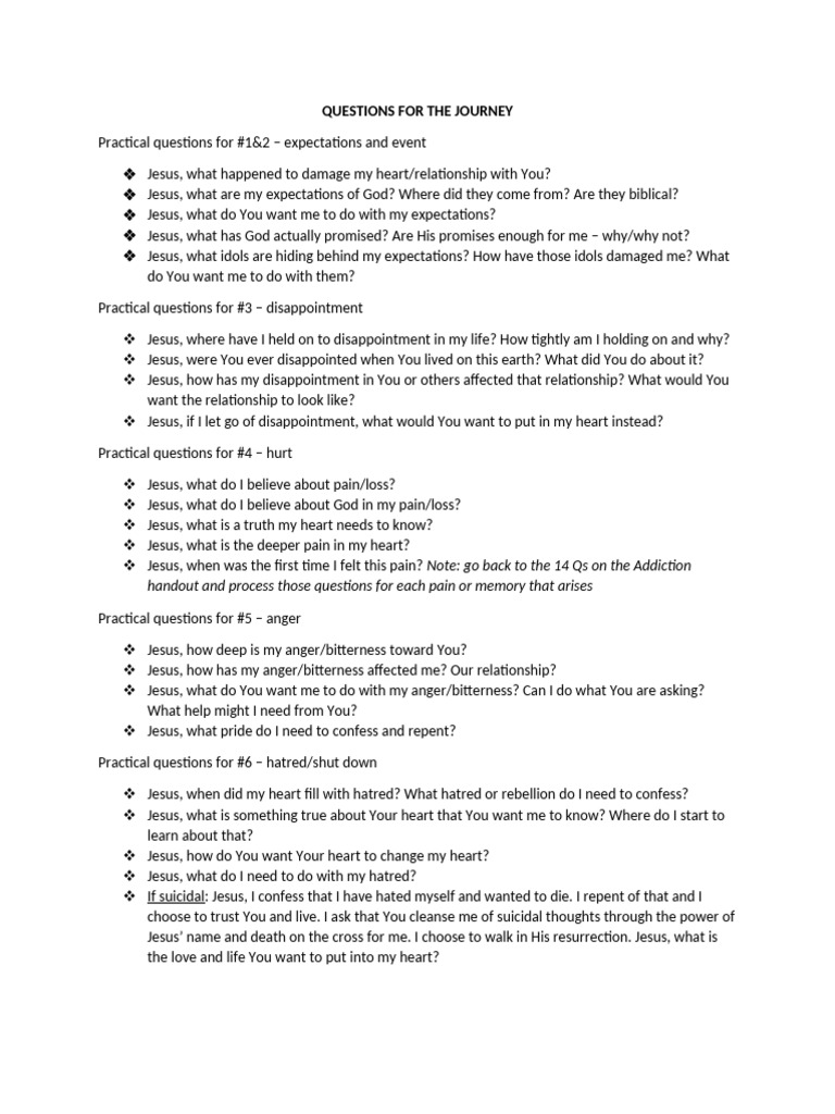 Healing Through Questions with Jesus | PDF | Jesus | Hatred