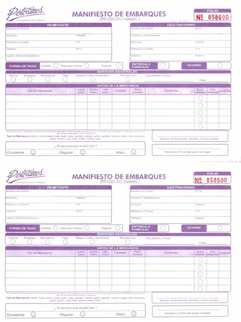 Manifiesto de Embarques: Formato y Uso | PDF
