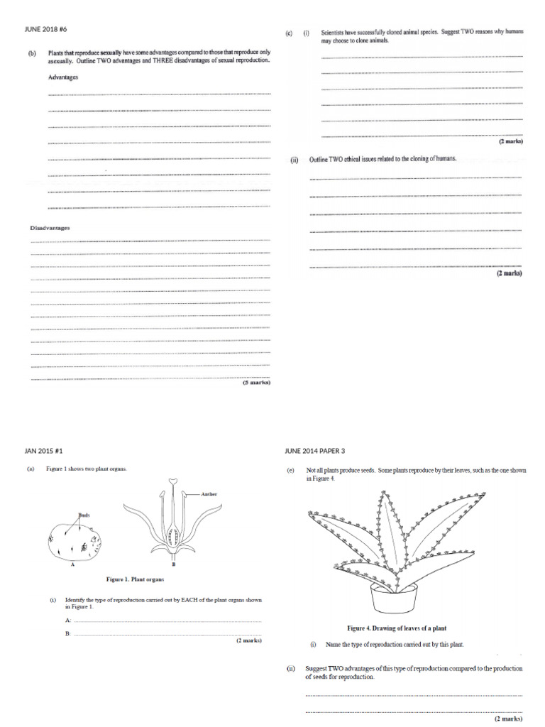 Asexual Reproduction Past Papers | PDF