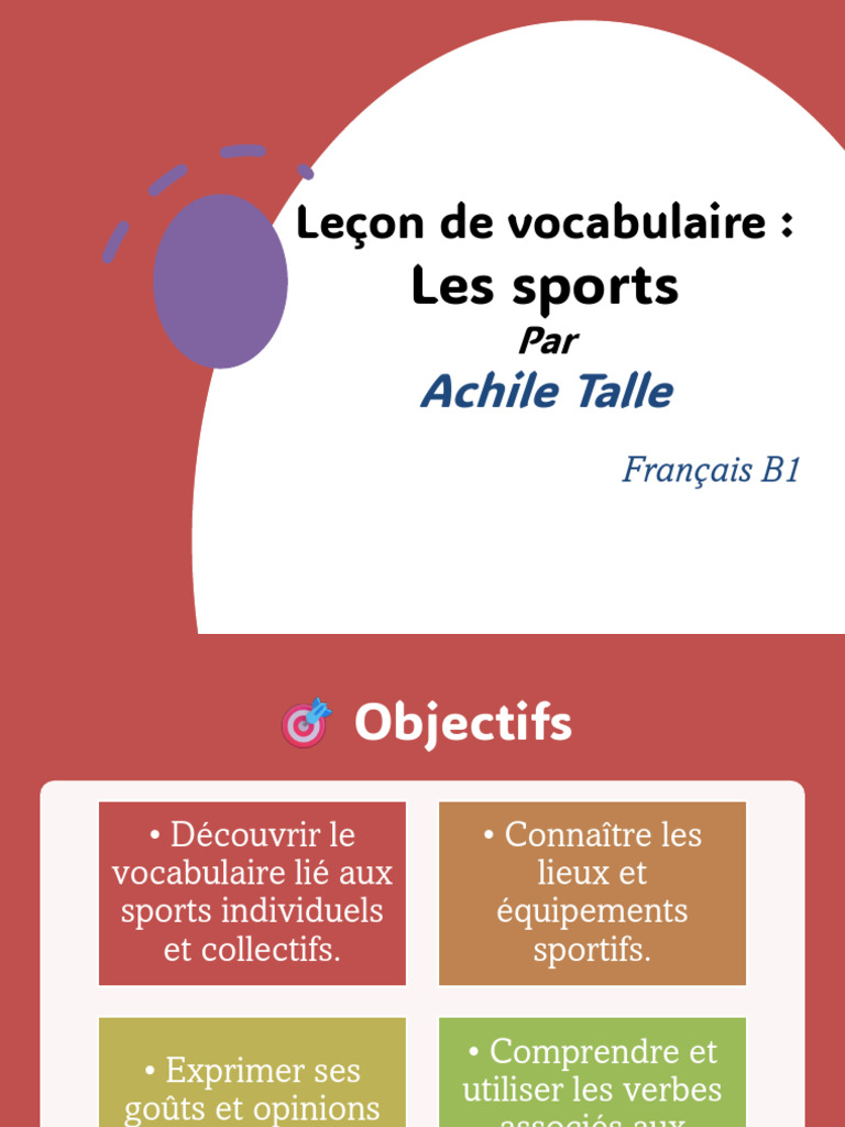 Vocabulaire des Sports en Français B1 | PDF | Des sports | Football