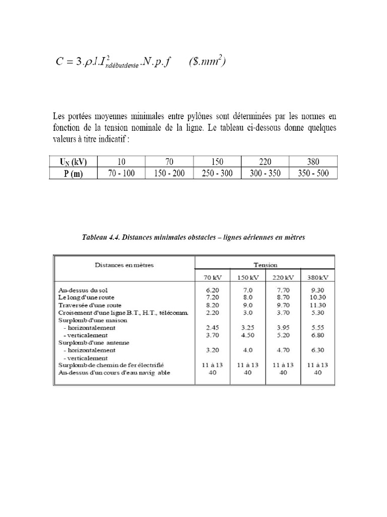 Formules Et Tableau Pour Dimensionner Une Ligne | PDF