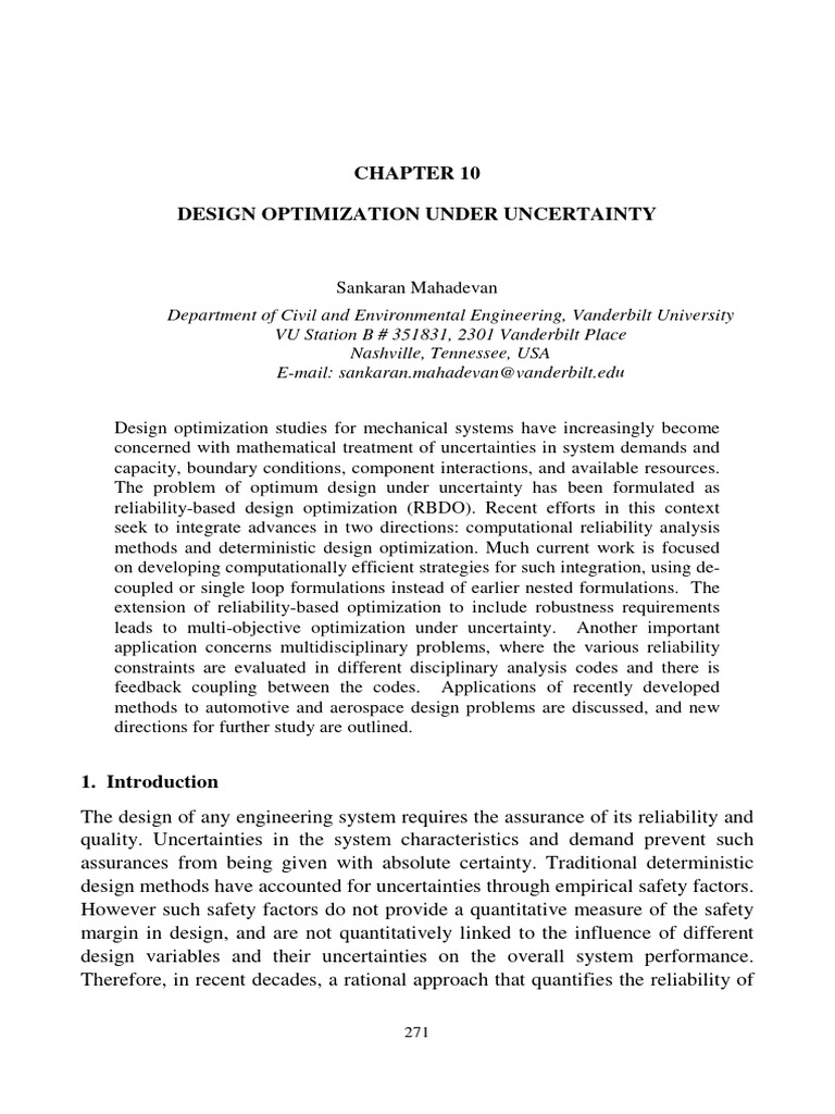 Design Optimization Under Uncertainty | PDF | Mathematical Optimization | Reliability Engineering