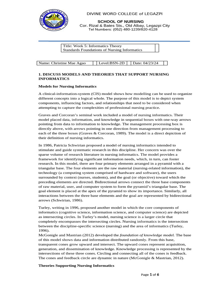 Week 5 Nursing Informatics (BSN-2) | PDF | Information | Computer Science