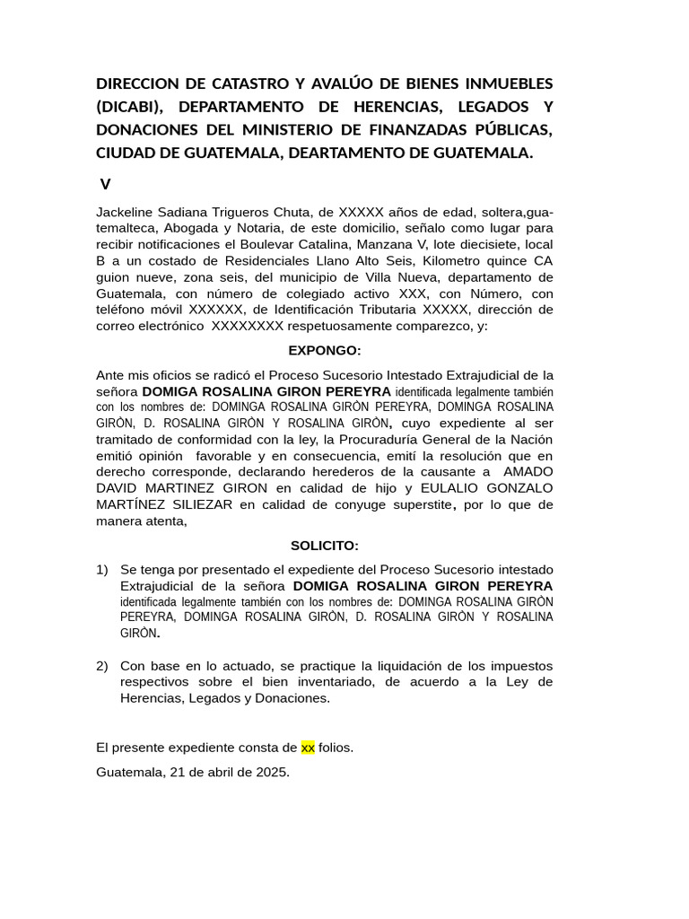 Aviso a Dicabi de Dominga Giron | PDF