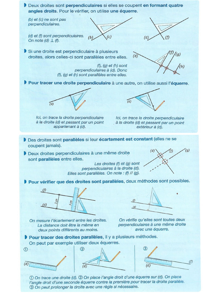 Leçons Droites Perpendiculaires Et Parallèles CM2 | PDF