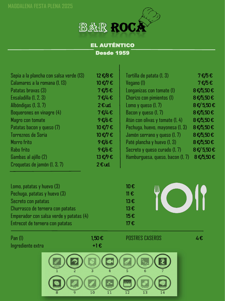 Bar Roca Menu | PDF | Tocino | Cocina mediterranea