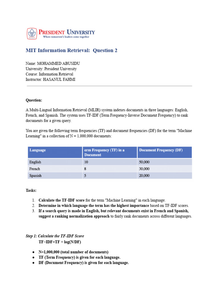 MIT Information Retrieval - Question - 2 - Mohammed - Abusidu | PDF