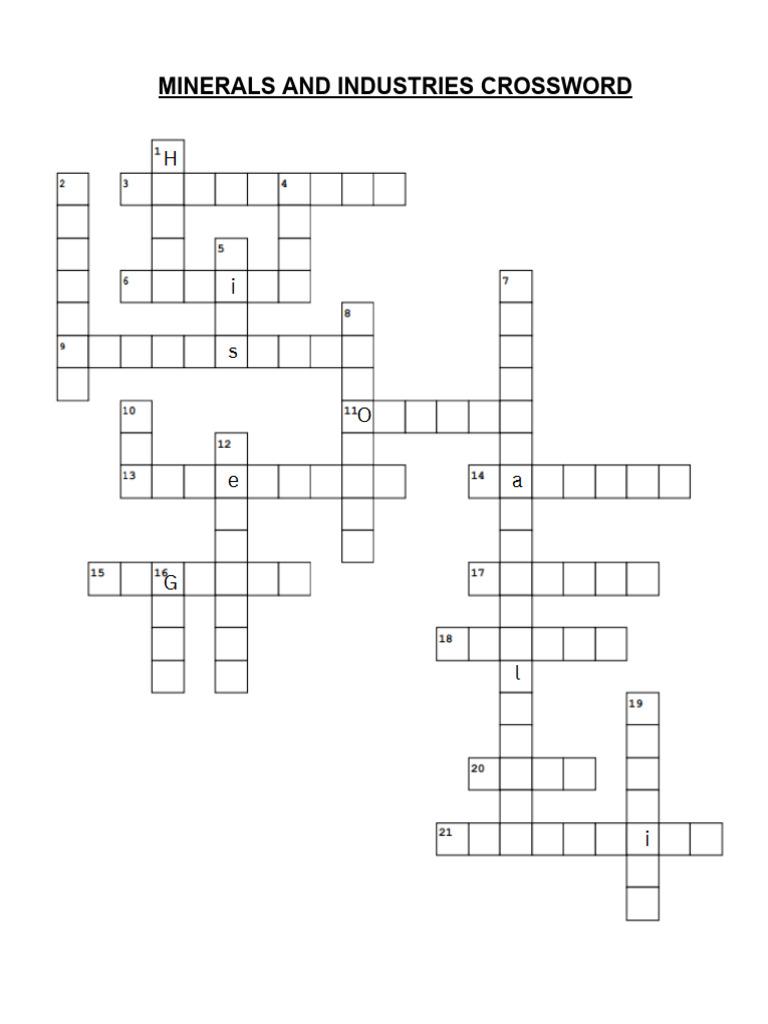 Minerals and Industries Crossword | PDF