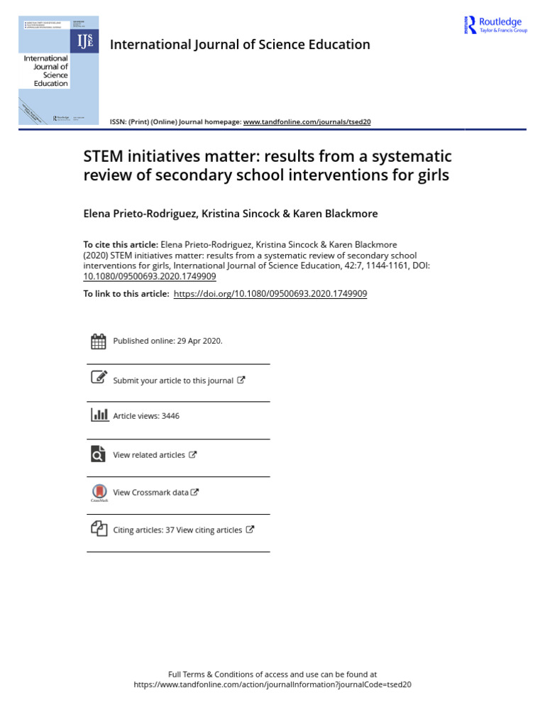 Prieto-Rodriguez, Sincock, Blackmore - Stem | PDF | Qualitative Research | Quantitative Research
