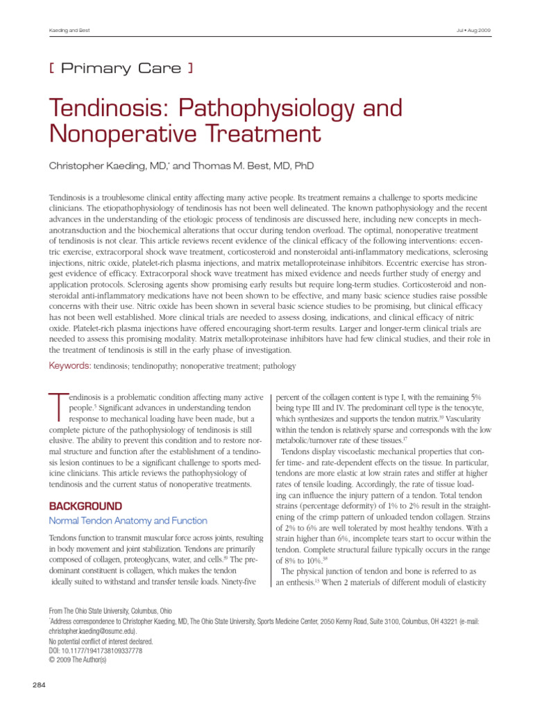 Tendinosis - Pathophysiology and Nonoperative Treatment | PDF | Tendon ...