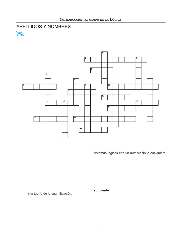 Lógica y sus Contribuciones en Crucigrama | PDF