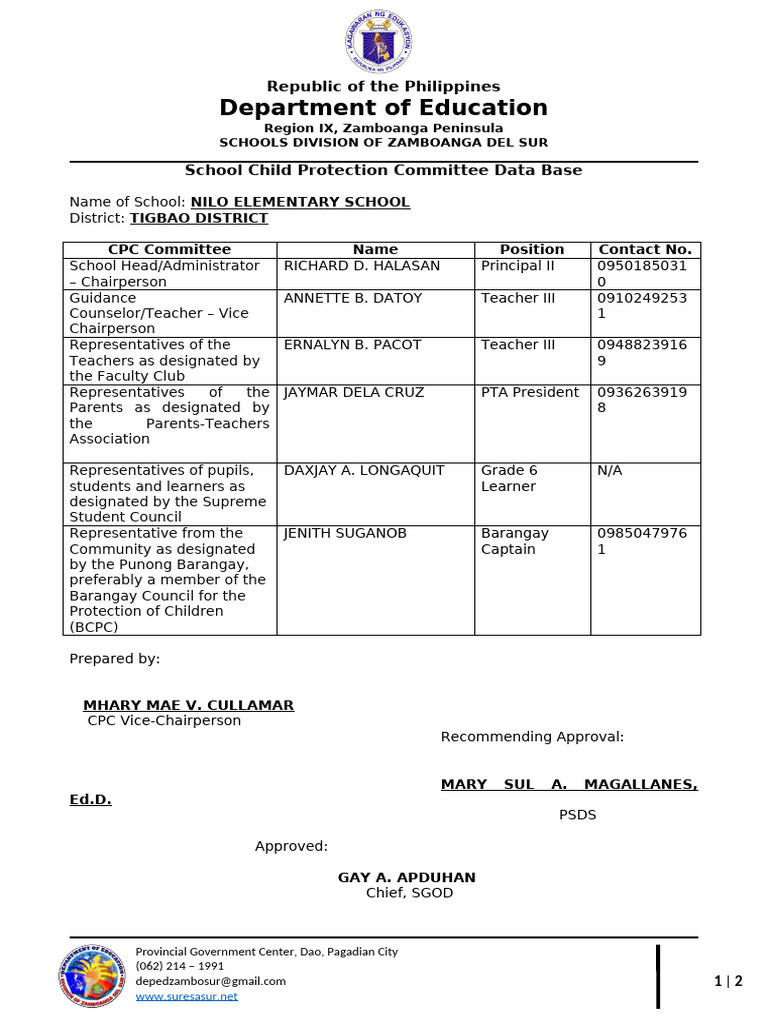 Child Protection Committee Template 1 | PDF