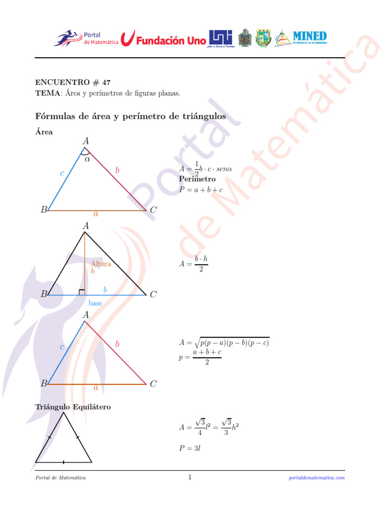 Clase#47 Area y Perimetros de Figuras Planas | PDF | Pi | Objetos ...