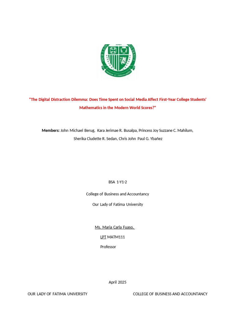 The Digital Distraction Dilemma FINALIZED | PDF | Normal Distribution ...