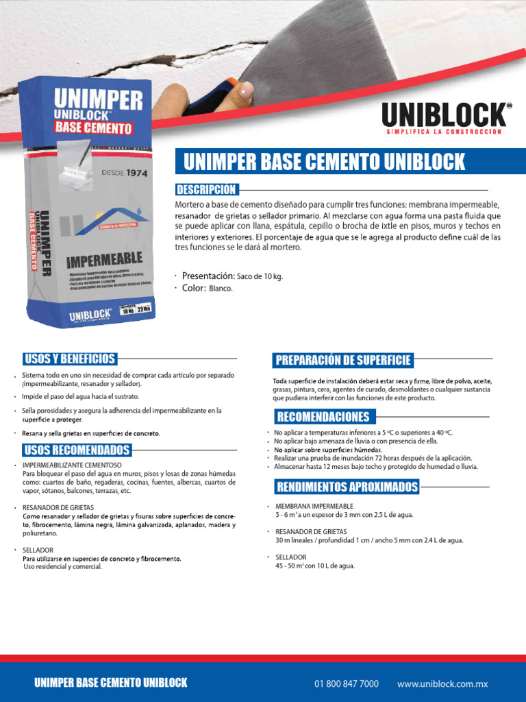 Ficha Tecnica Unimper Base Cemento | PDF | Cemento | Agua