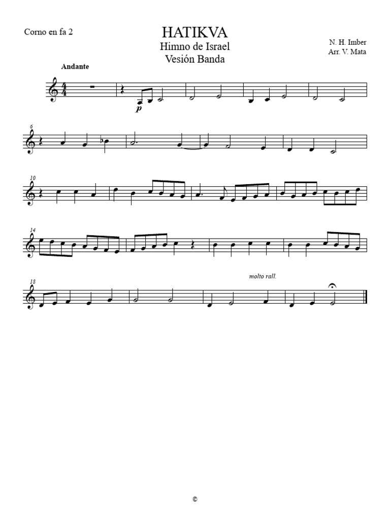 Hatikva Banda - Corno en Fa 2 | PDF