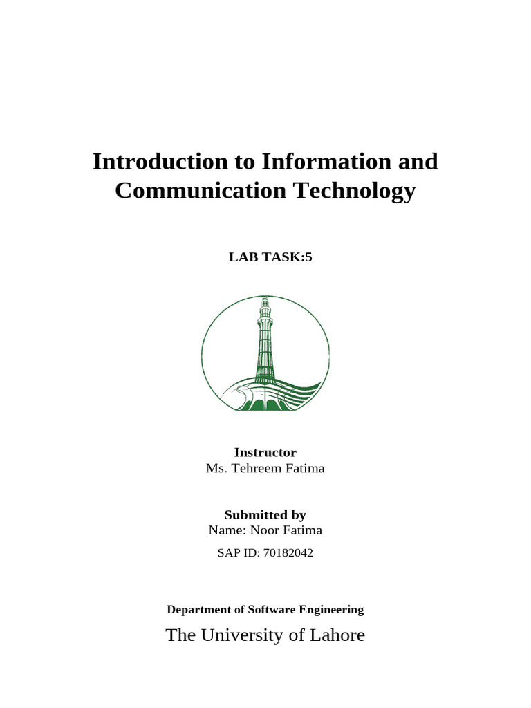 Noor Fatima 70182042 Lab Task | PDF