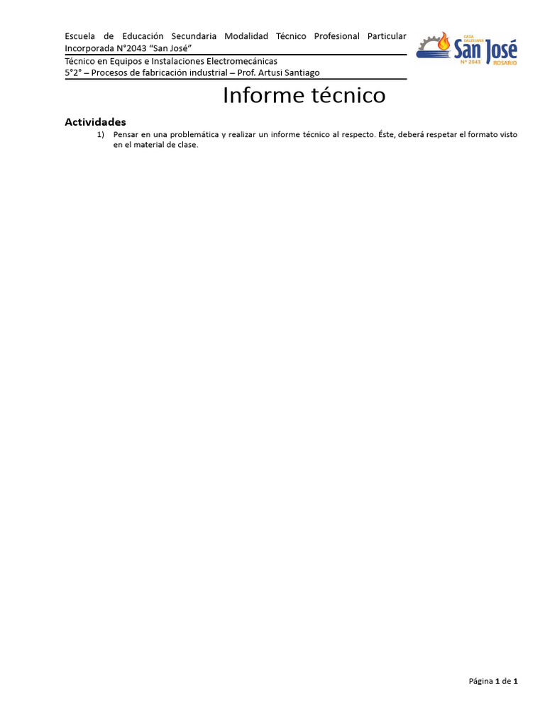 Template - Clase N-1 - Elaboraci-N de Un Informe T-Cnico - Actividad | PDF