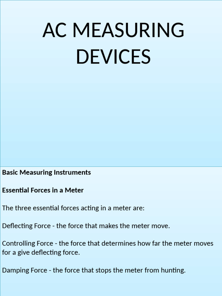 Presentation 6 AC Measuring Devices | PDF | Inductor | Manufactured Goods